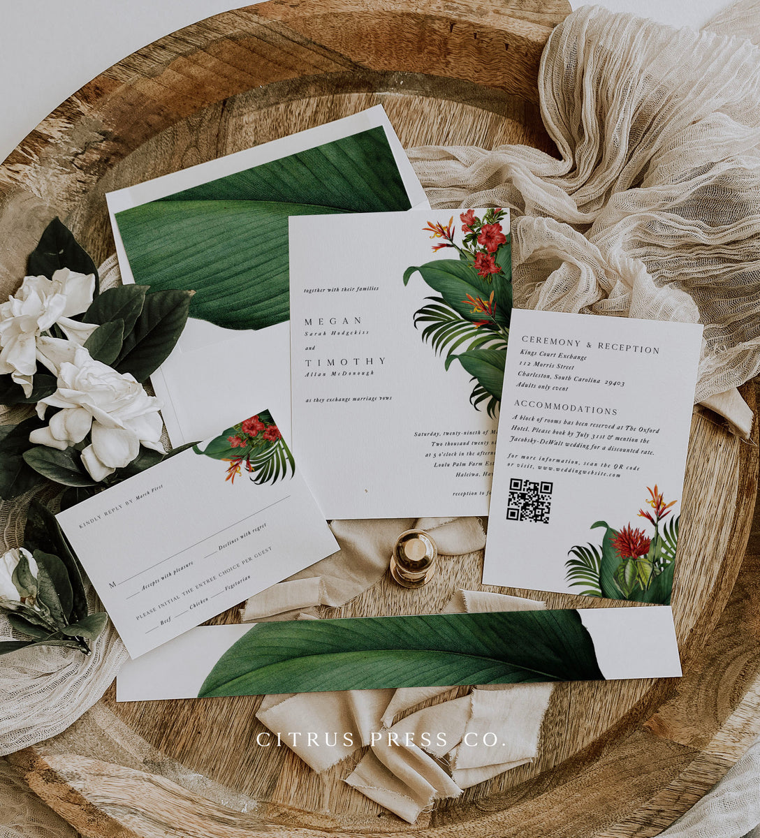 Destination Wedding Invitation Suite Template | Megan – Citrus Press