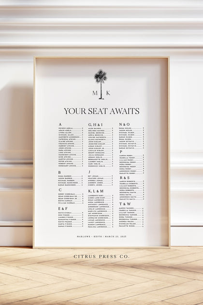 PDF Seating Chart – Tagged "Marlowe | Minimal Palm Suite"– Citrus Press