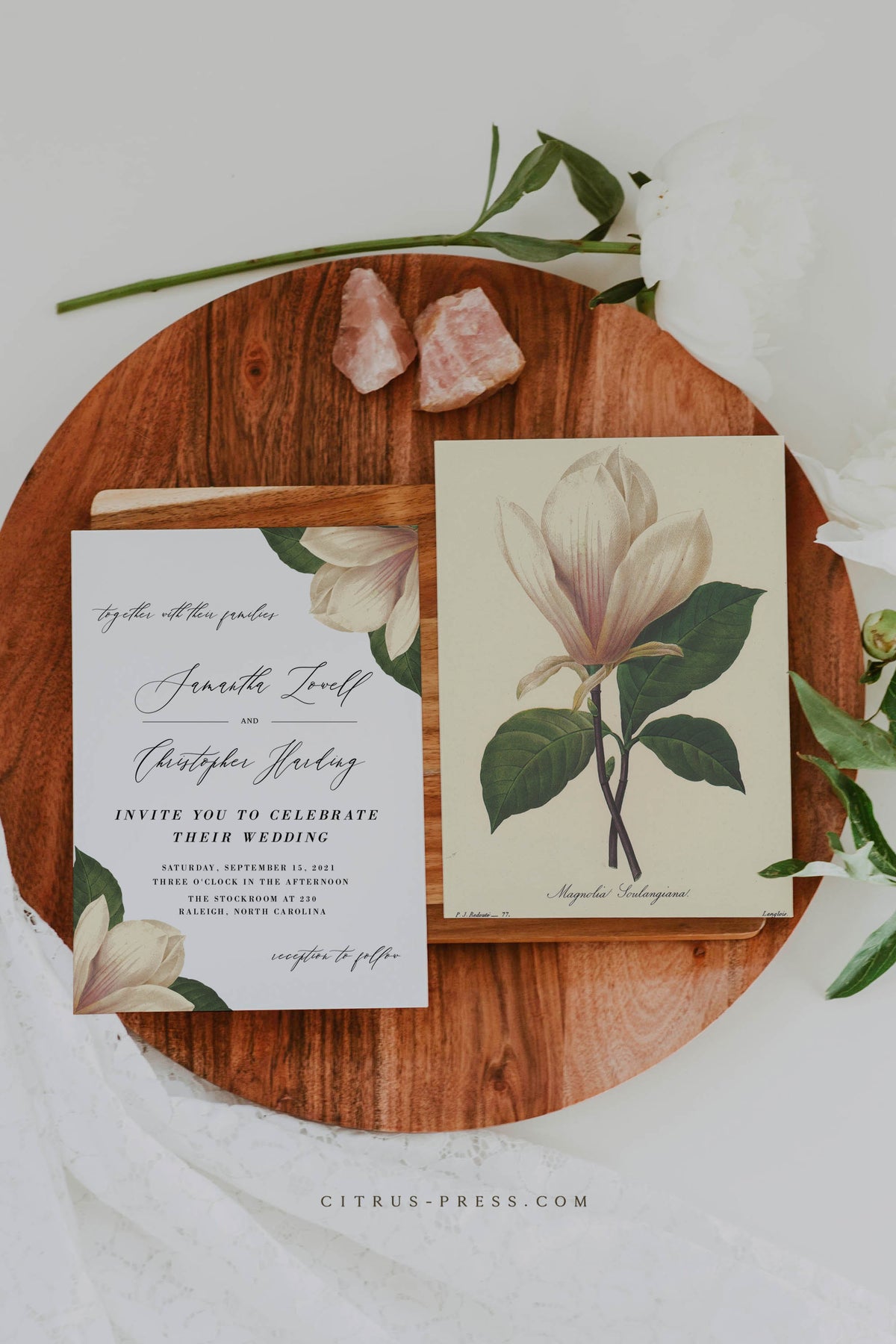 Magnolia Wedding Invitation Printable Template – Citrus Press