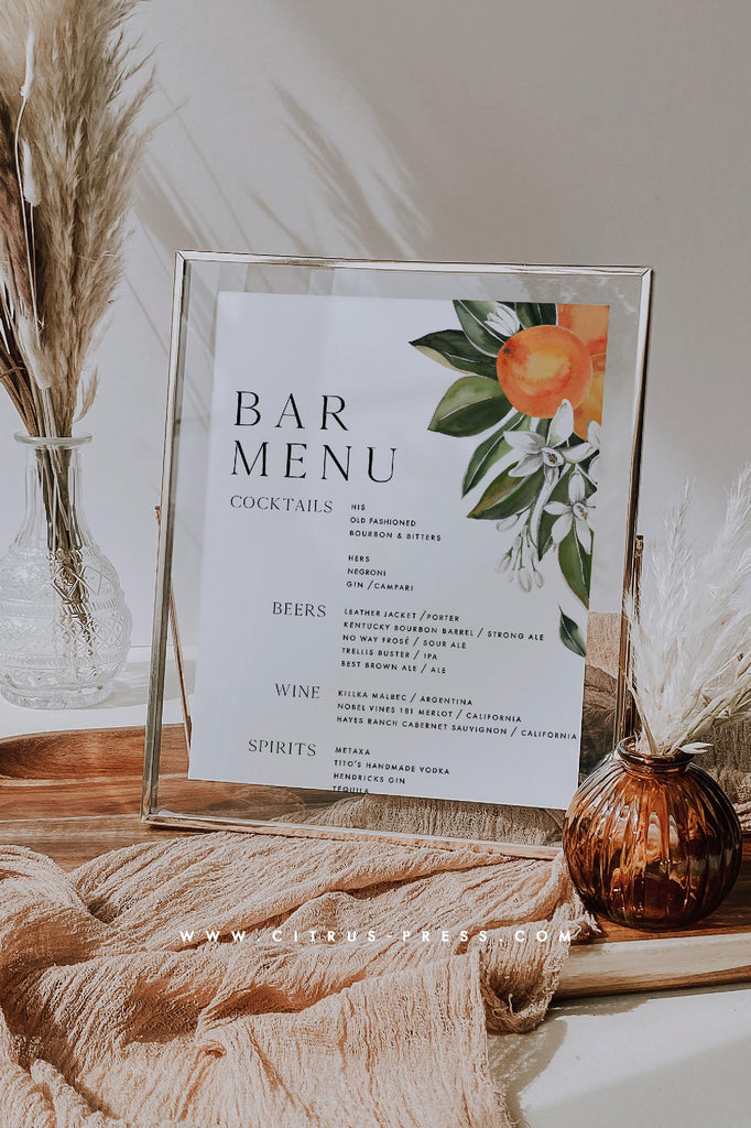 Diy bar menu for wedding | Beachweddingtips.com