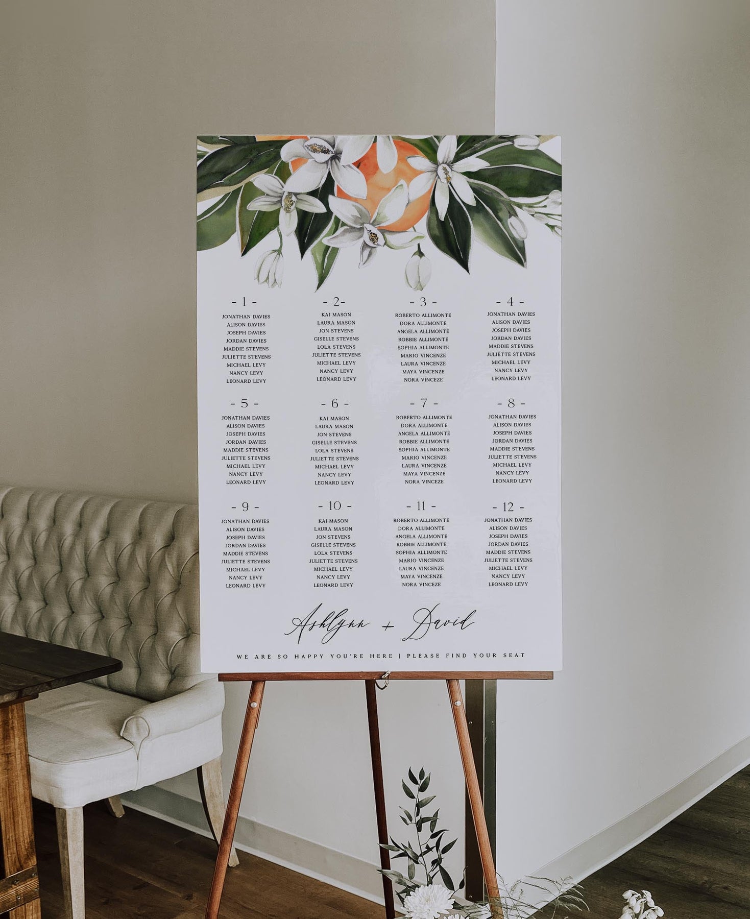 wedding seating poster template