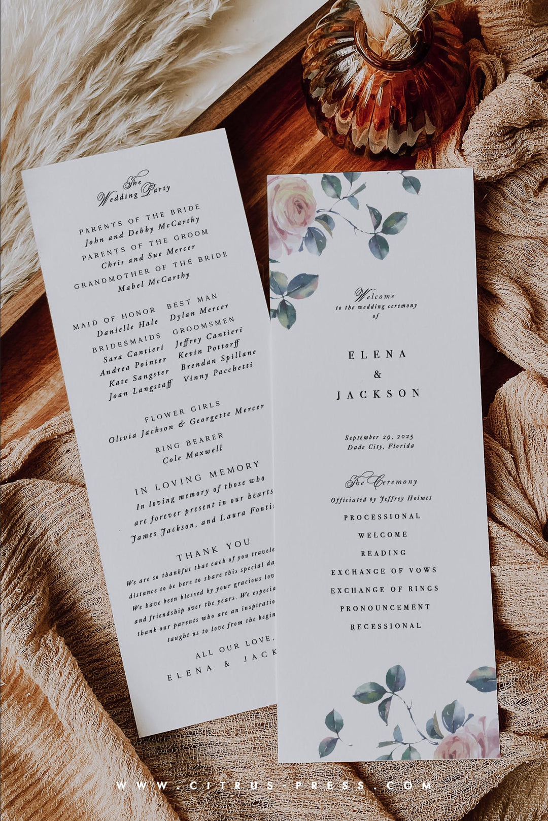 Elegant Wedding Ceremony Programs Gold Wedding Day Program Template,