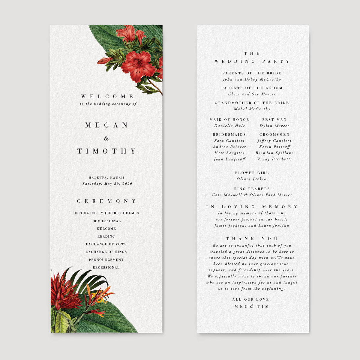 Tropical Wedding Ceremony Program | Megan – Citrus Press