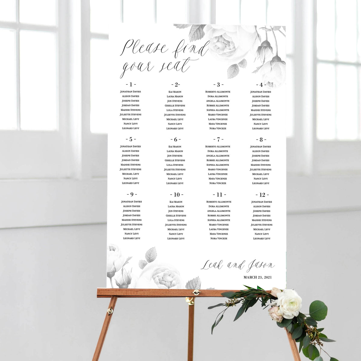 Seating Chart Poster Template Modern Thin Border | Table Plan | Papier