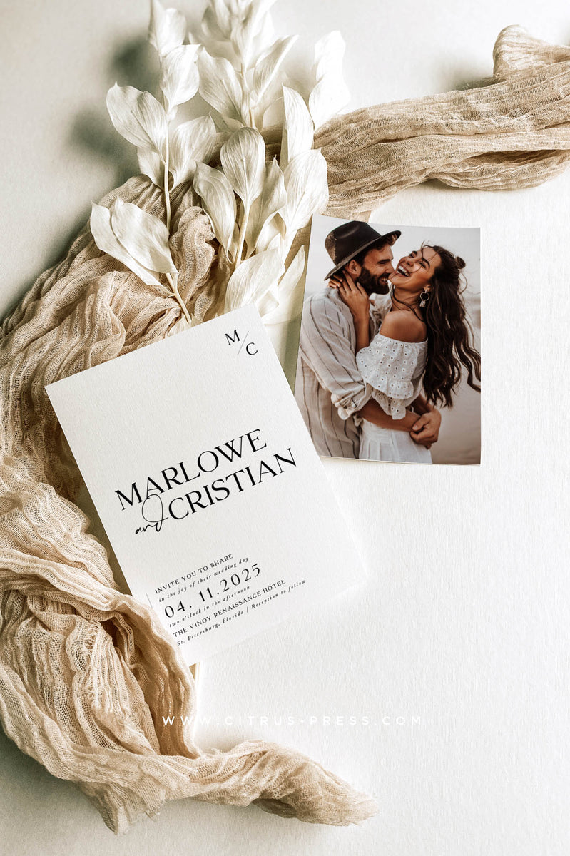 Modern Minimal Wedding Invitation | Marlowe – Citrus Press