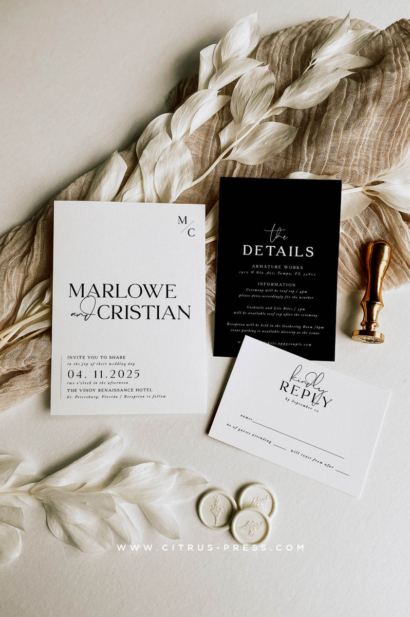 Modern Minimal Wedding Invitation | Marlowe – Citrus Press