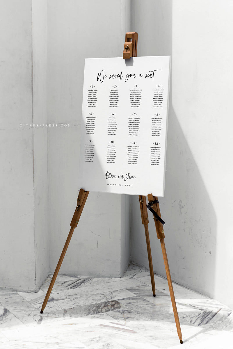 Simple Modern Wedding Seating Chart | PDF Template – Citrus Press