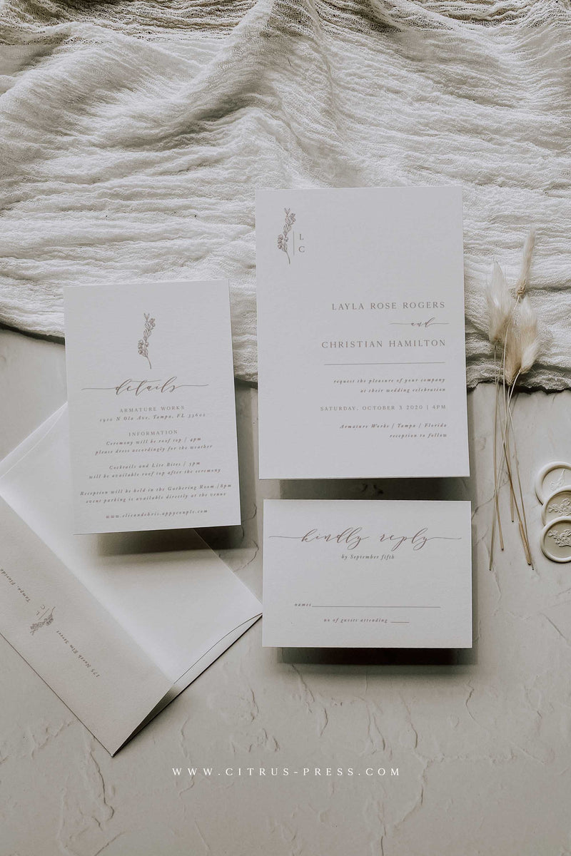 Minimalist Wedding Invitation | Layla – Citrus Press