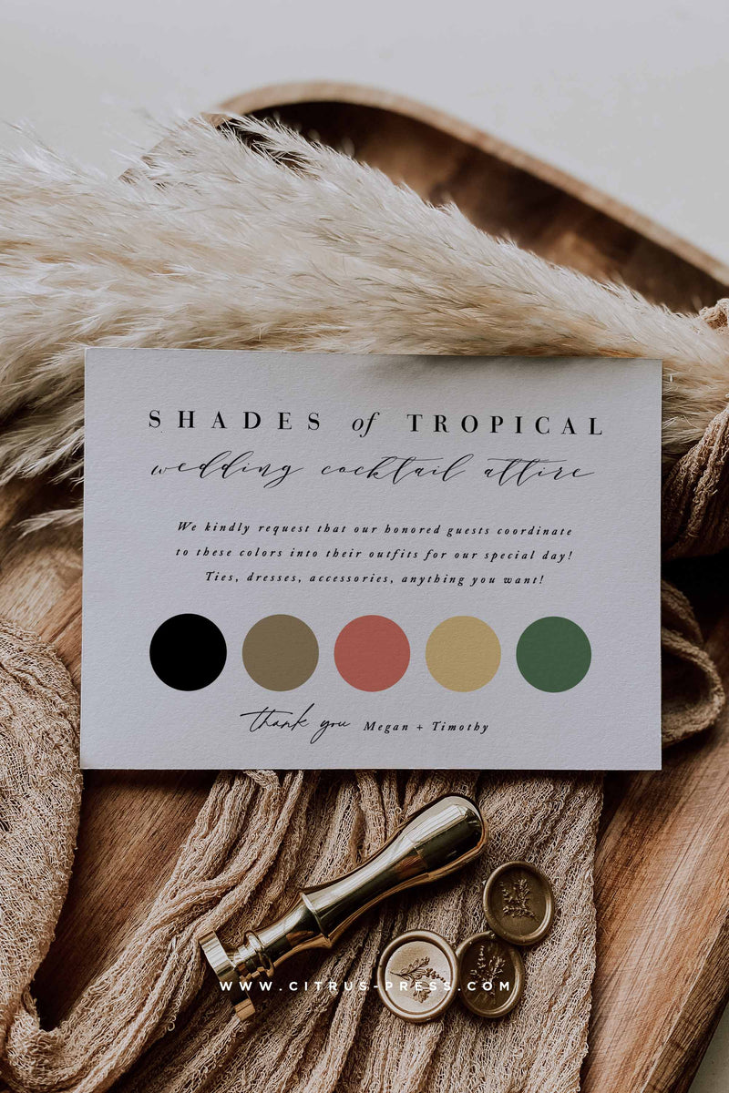 Enclosure Card | Wedding Color Palette Card – Citrus Press