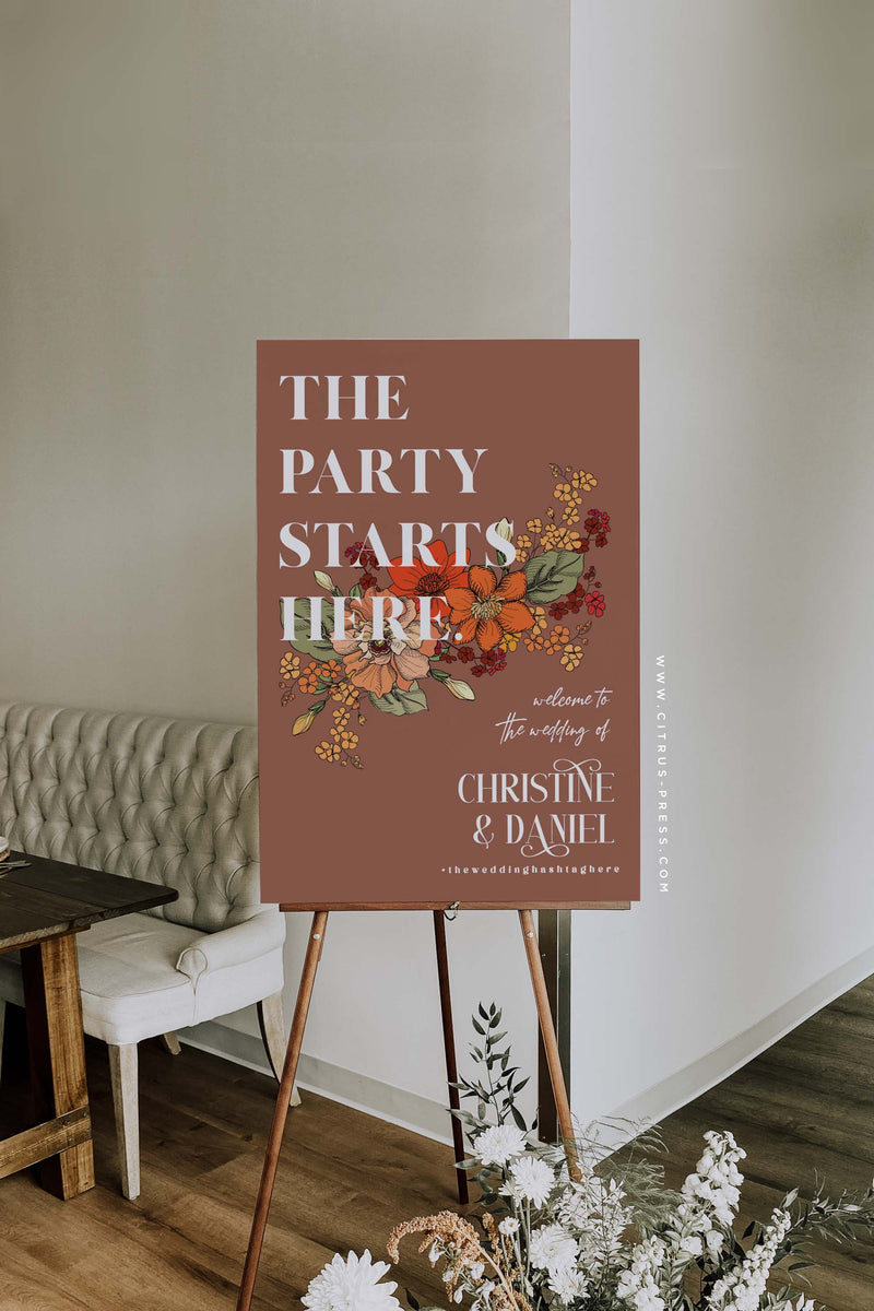 Retro 70s Sign | Wedding Welcome Sign | Editable Template – Citrus Press