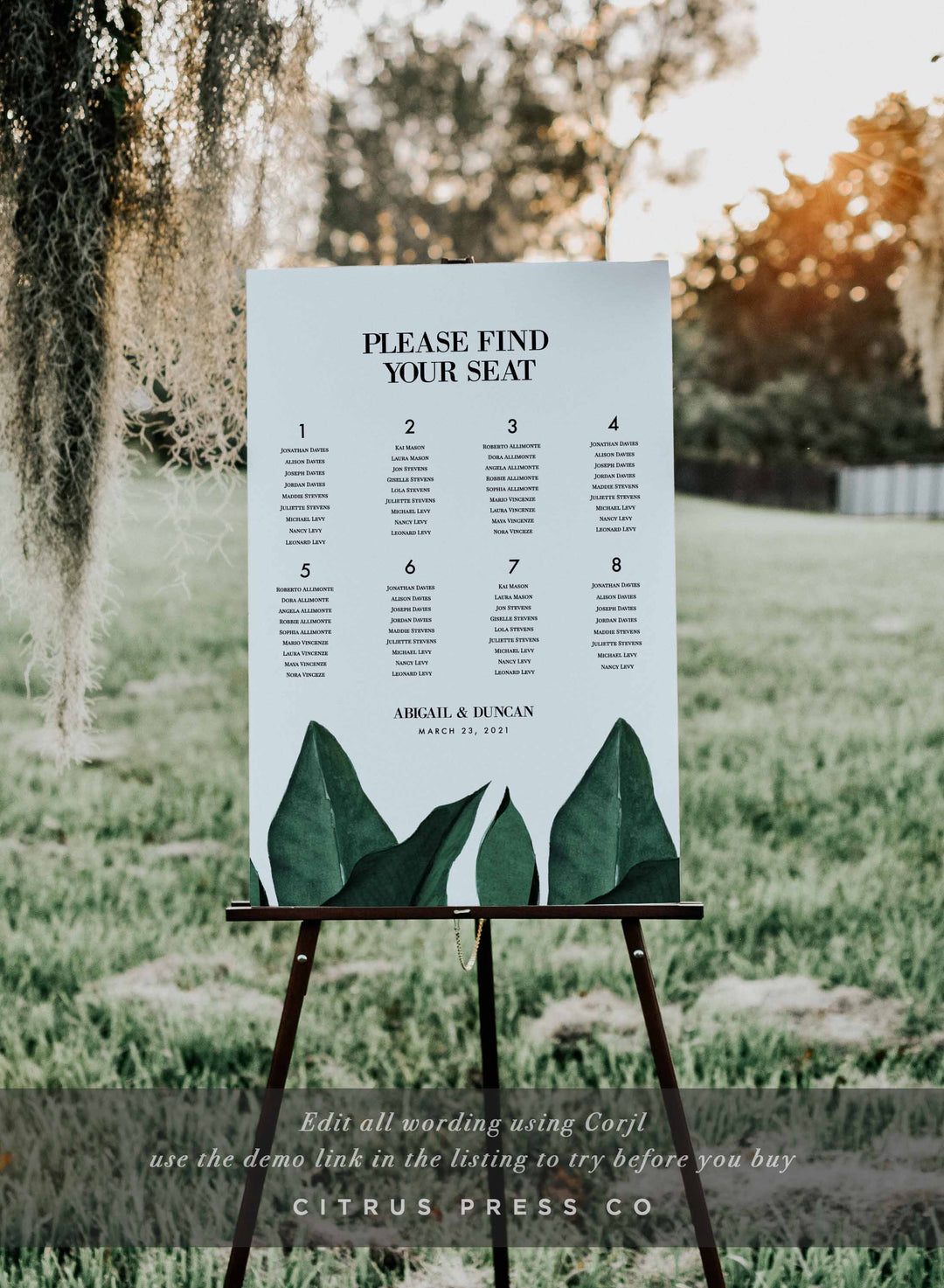 Wedding Sign Reception Table Chart